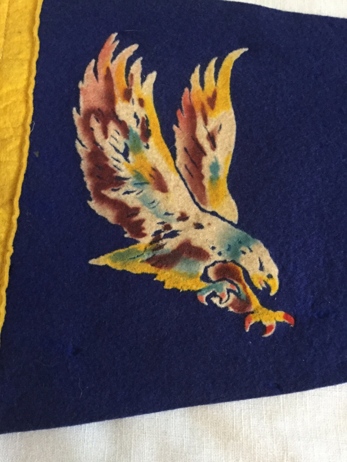 Vintage UJH Eagle Pennant Commemorative Sports Flag - Etsy