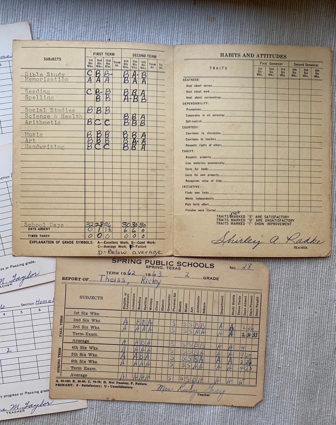 Texas Vintage Report Card and Student Information Cards Paper | Etsy