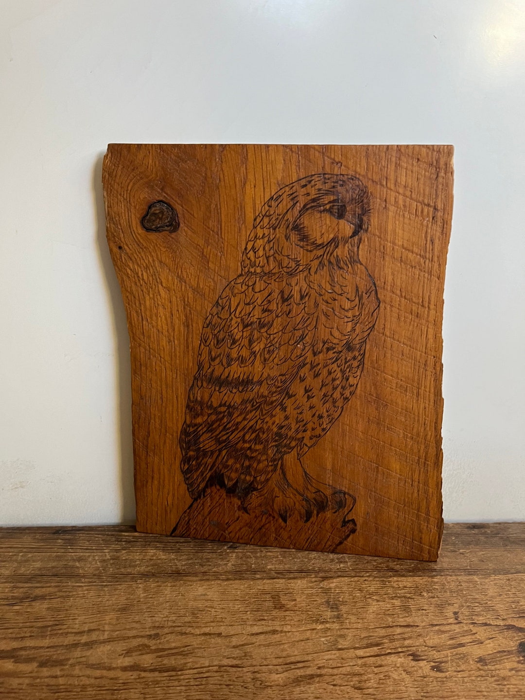 Vintage Pyrography Wood Owl Art, Wood Plank Bird Artwork - Etsy