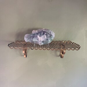 Midcentury Perforated Four Leaf Clover Metal Shelf With Heart Brackets ...