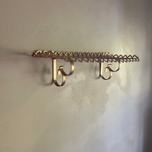 Midcentury Perforated Four Leaf Clover Metal Shelf With Heart Brackets ...