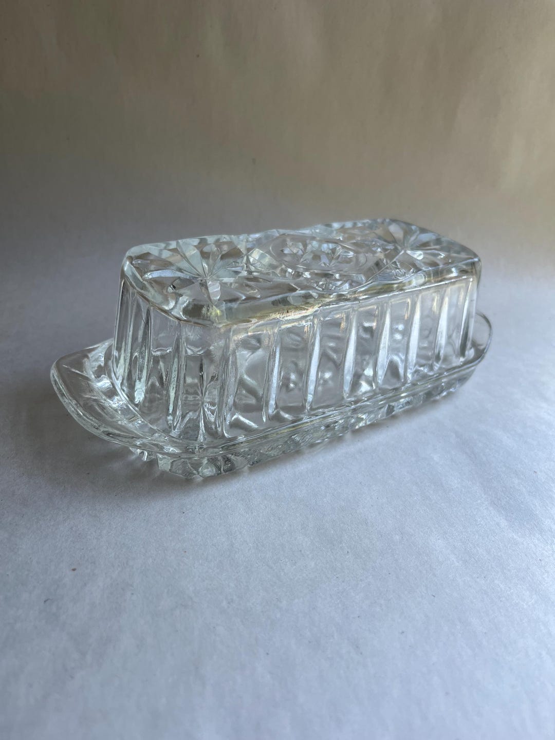 Vintage Anchor Hocking Early American Prescut Butter Dish With Lid ...