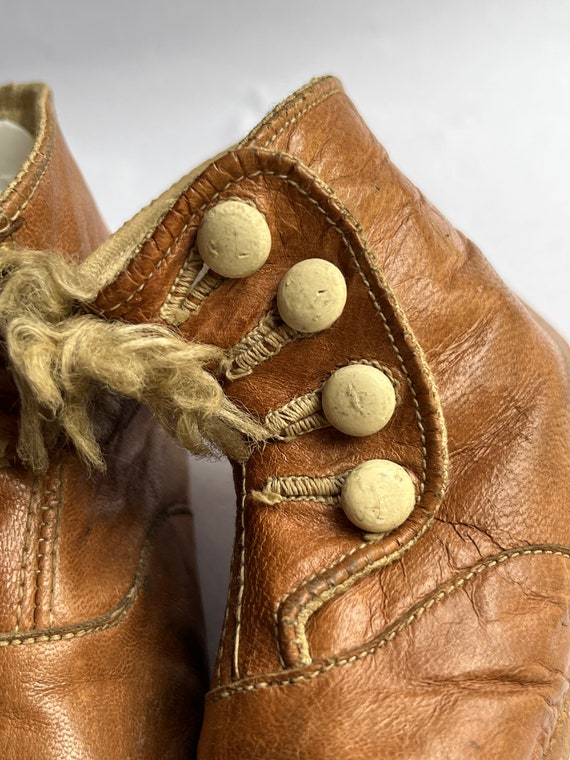 Antique Baby Leather HighTop Boots Button Down Shoes - Gem