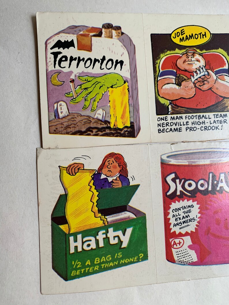 Vintage KRAZY Stickers Parody Cards Terrorton Joe Mamoth TNT - Etsy