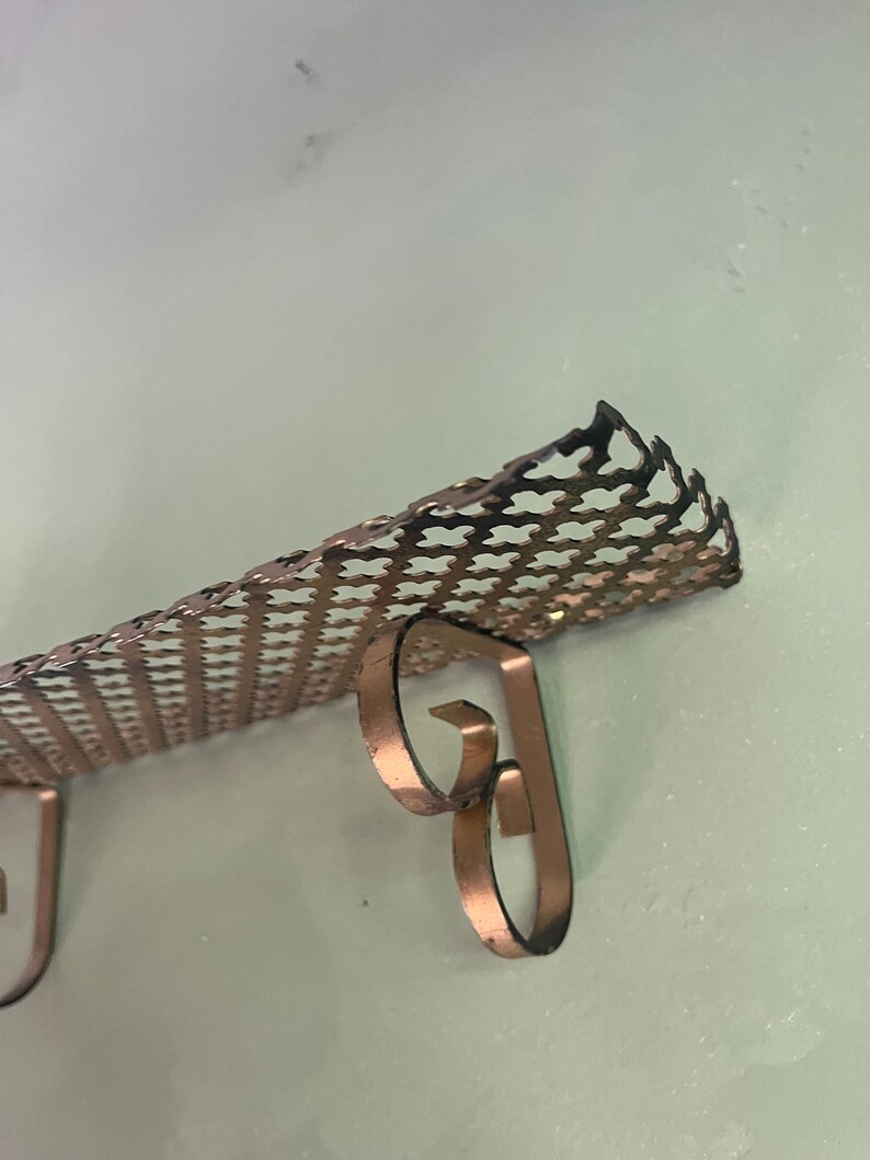 Midcentury Perforated Four Leaf Clover Metal Shelf With Heart Brackets ...