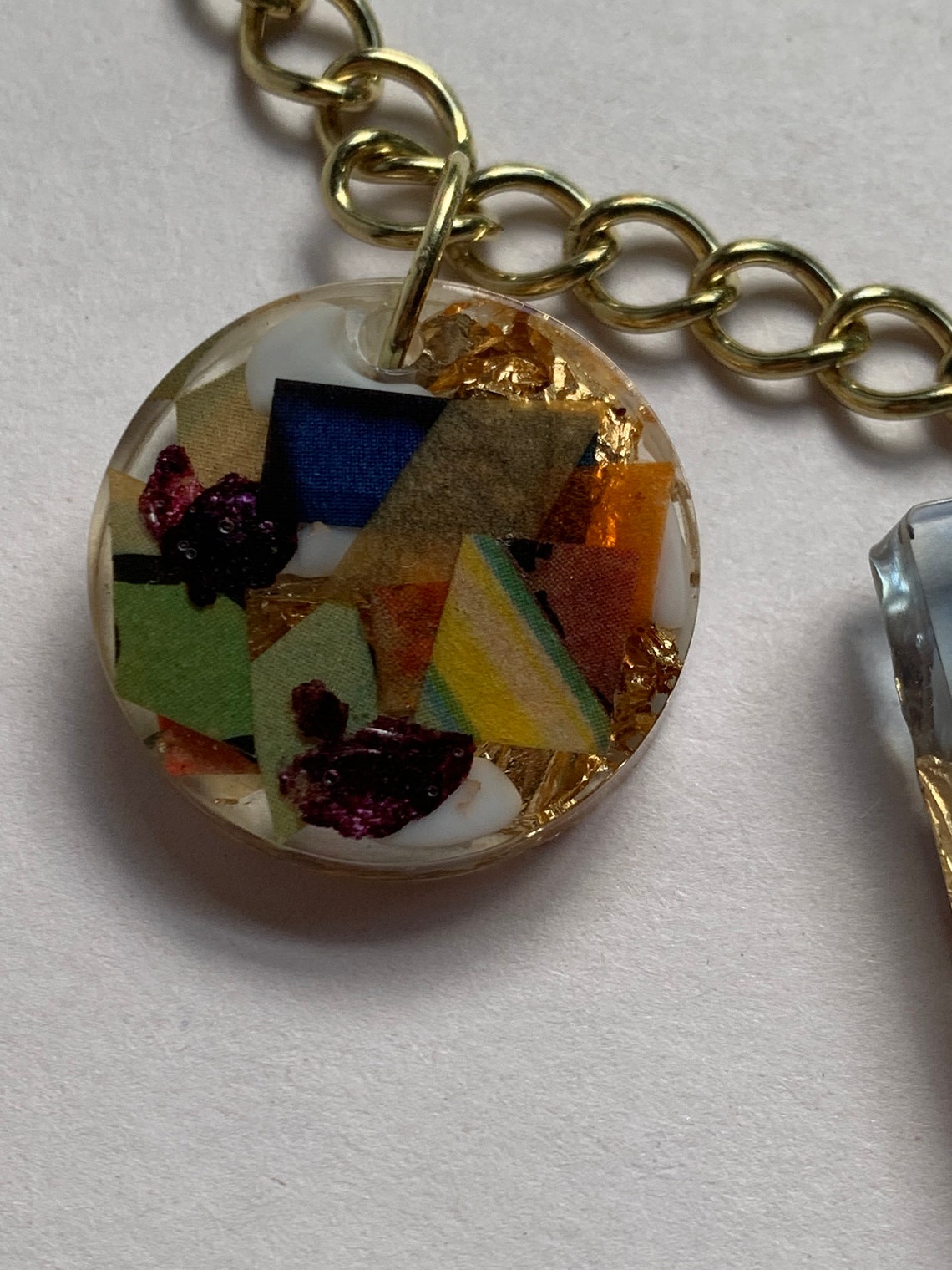 Abstract Art Resin Inclusion Charm Bracelet Modern Chunky Boho - Etsy