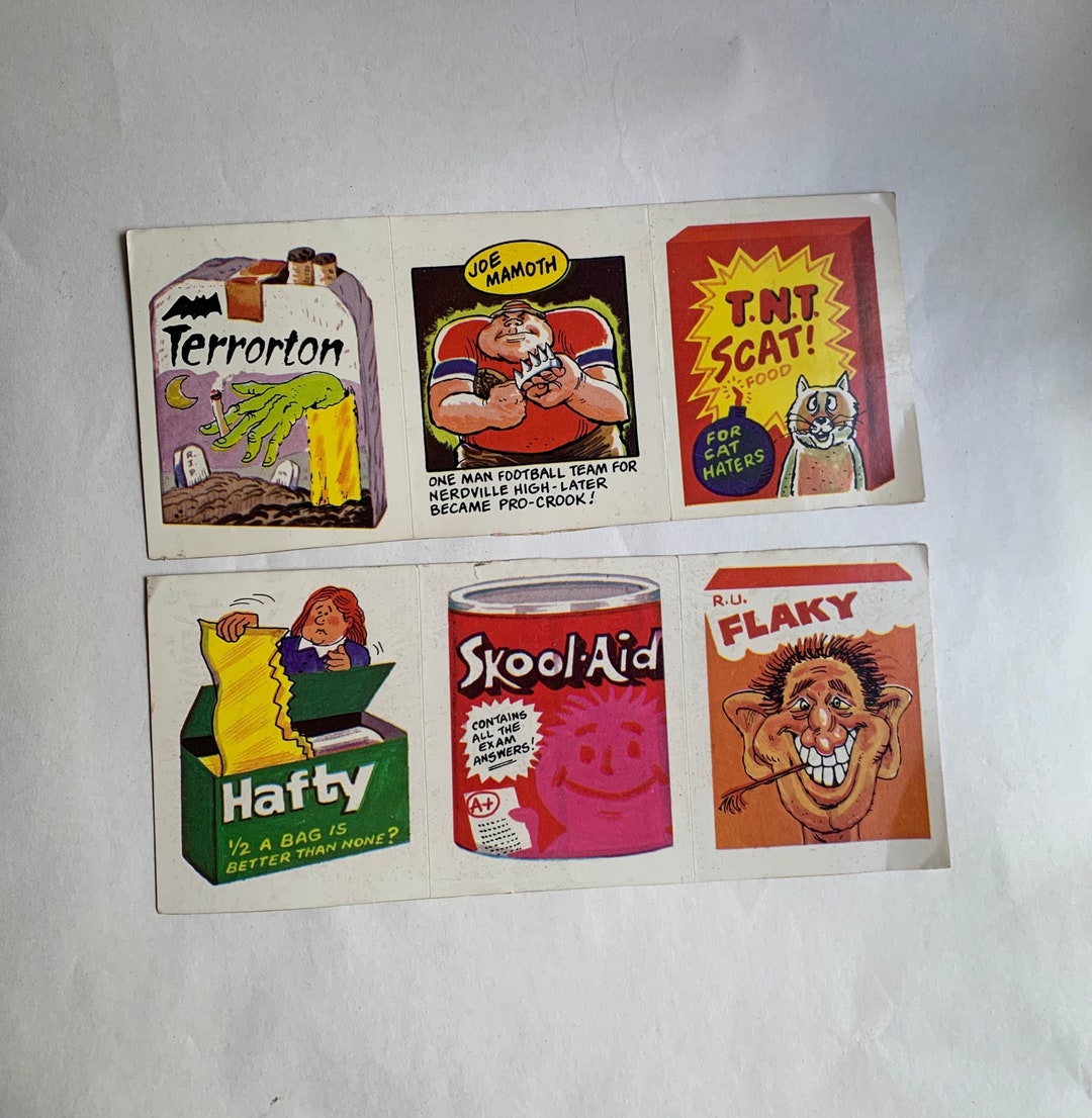 Vintage KRAZY Stickers Parody Cards Terrorton Joe Mamoth TNT Scat Hafty ...