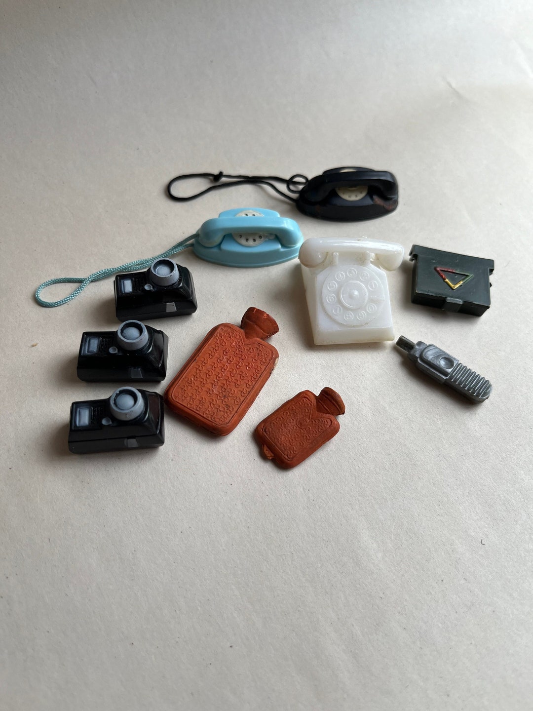 Vintage Mattel Barbie Accessories, Telephone, Cameras, Hot Water Bottle ...