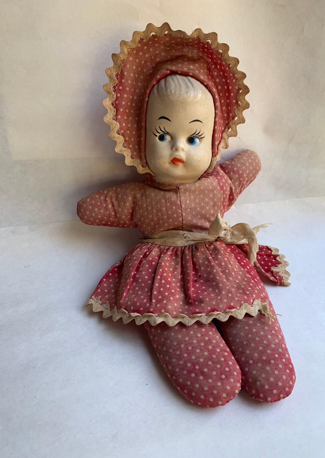 Vintage Mask Face Doll Red White Polka Dot Stuffed Plush - Etsy