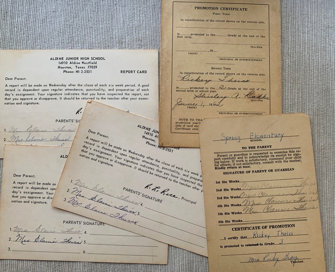 Texas Vintage Report Card and Student Information Cards Paper - Etsy