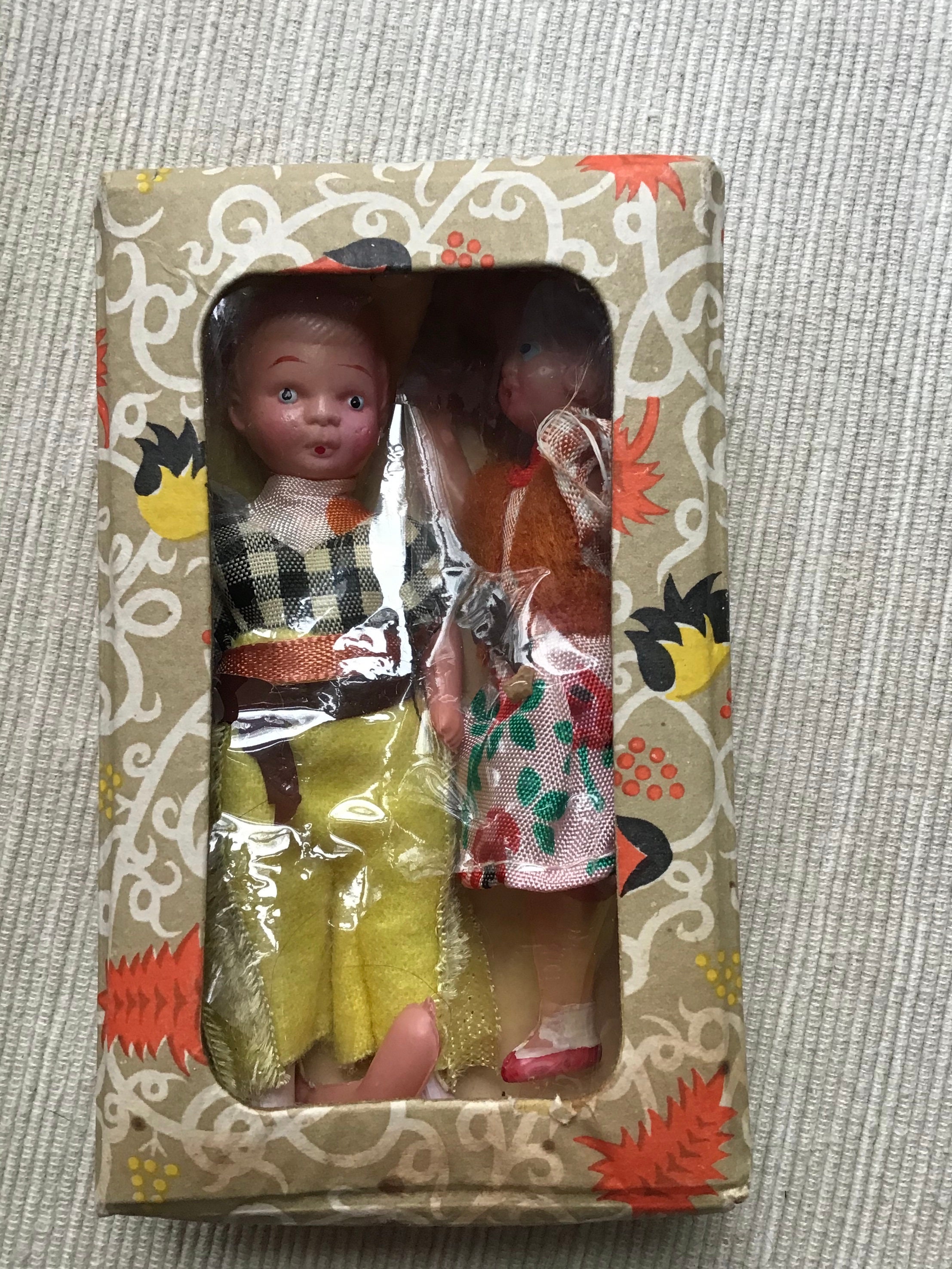 Vintage Western Cowboy Cowgirl Miniature Celluloid Doll Set From Japan ...