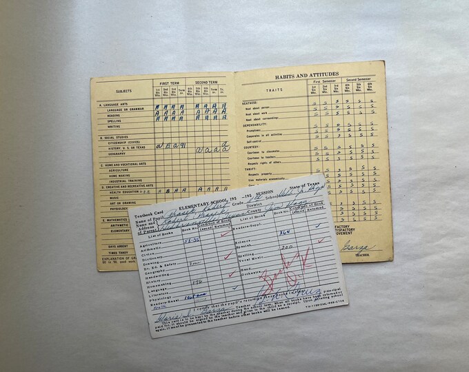Texas Vintage Report Card and Student Information Cards Paper Emphemera ...