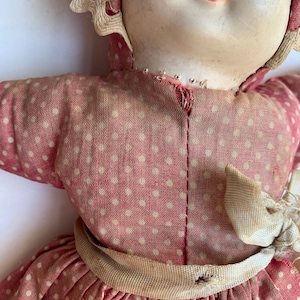 Vintage Mask Face Doll Red White Polka Dot Stuffed Plush Plastic Face ...