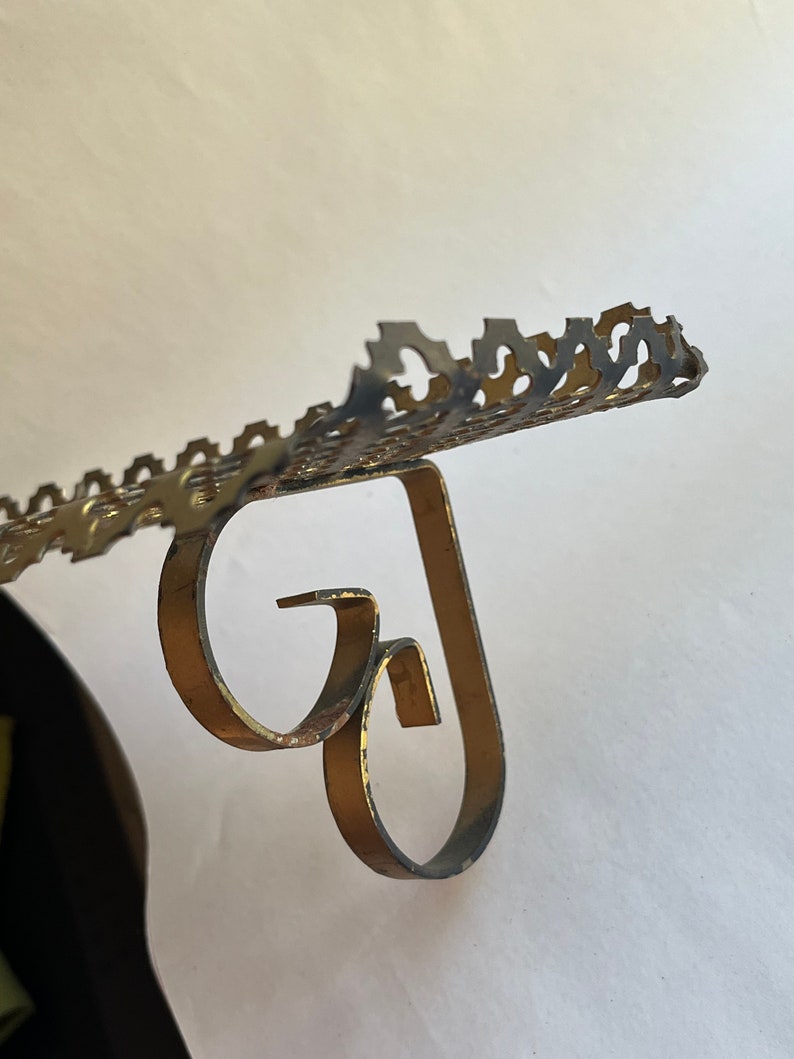 Midcentury Perforated Four Leaf Clover Metal Shelf With Heart Brackets ...