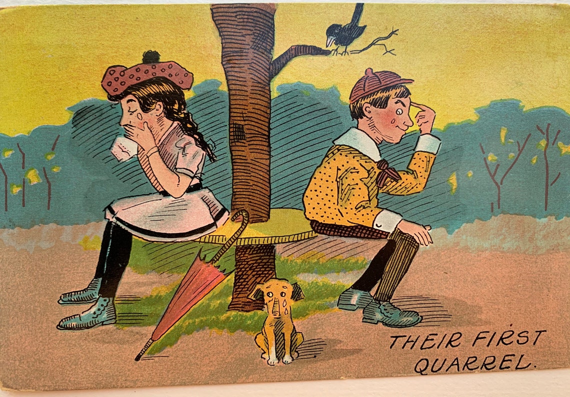 Their First Quarrel Humorous Illustrated Lithograph Antique | Etsy