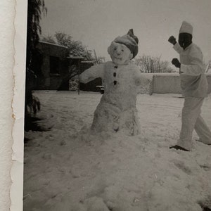 Vintage Chef With Snowman 1940s Winter Photograph - Etsy