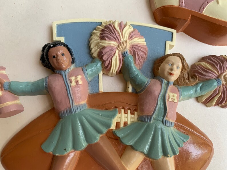 Vintage Cheerleading School Spirit Wall Plaques Panels by Burwood Blue ...