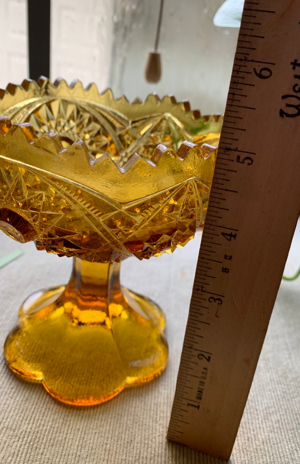 Vintage Amber Glass Compote Dish by Kemple Martec Footed Candy - Etsy