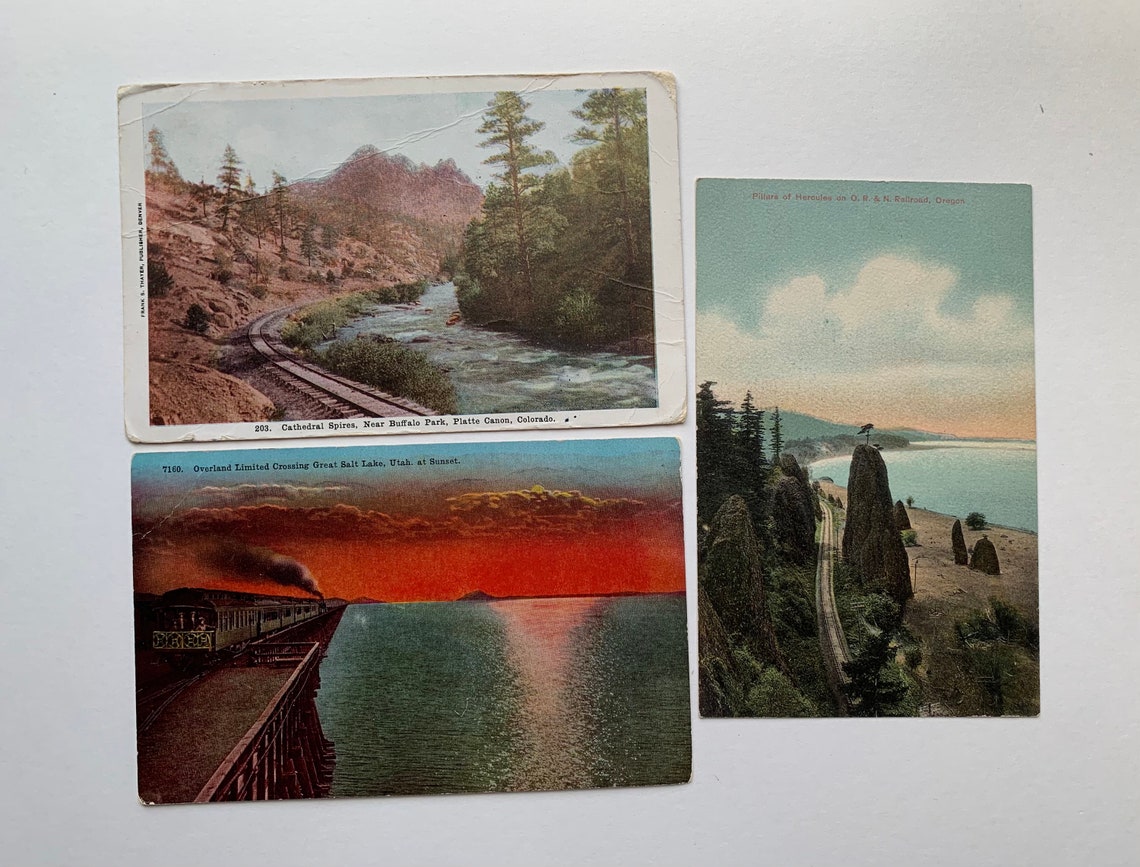 Early American Railroad PostCards Post Card Set Litografía | Etsy