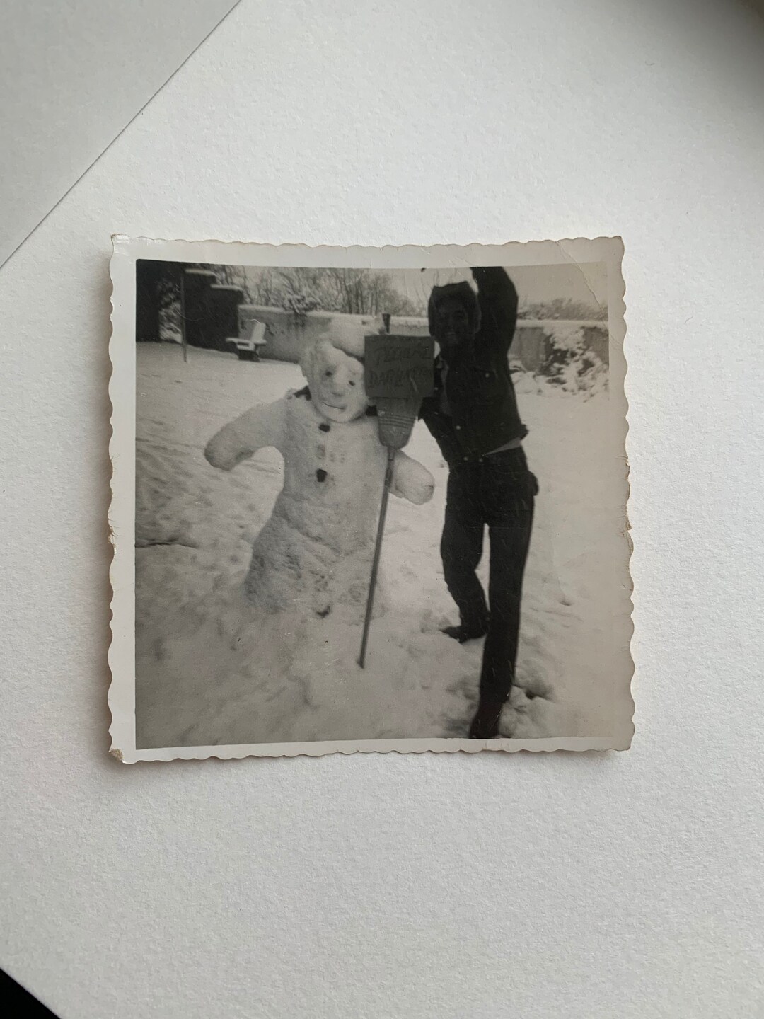 Vintage Cowboy With Snowman 1940s Winter Photograph - Etsy