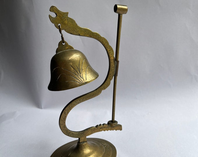 Vintage Brass Chinese Dragon Dinner Bell With Hammer Mallet, Small Gong ...