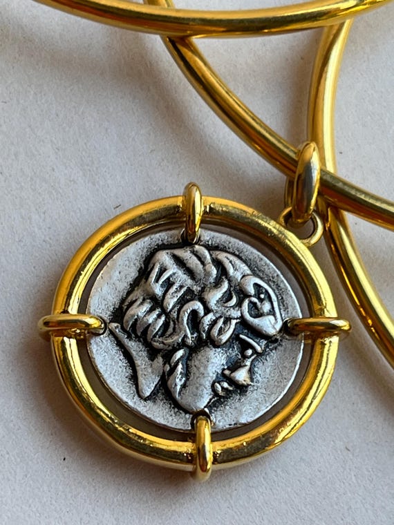 Vintage Elizabeth Taylor Roman Coin Charm Bangle Brac… - Gem
