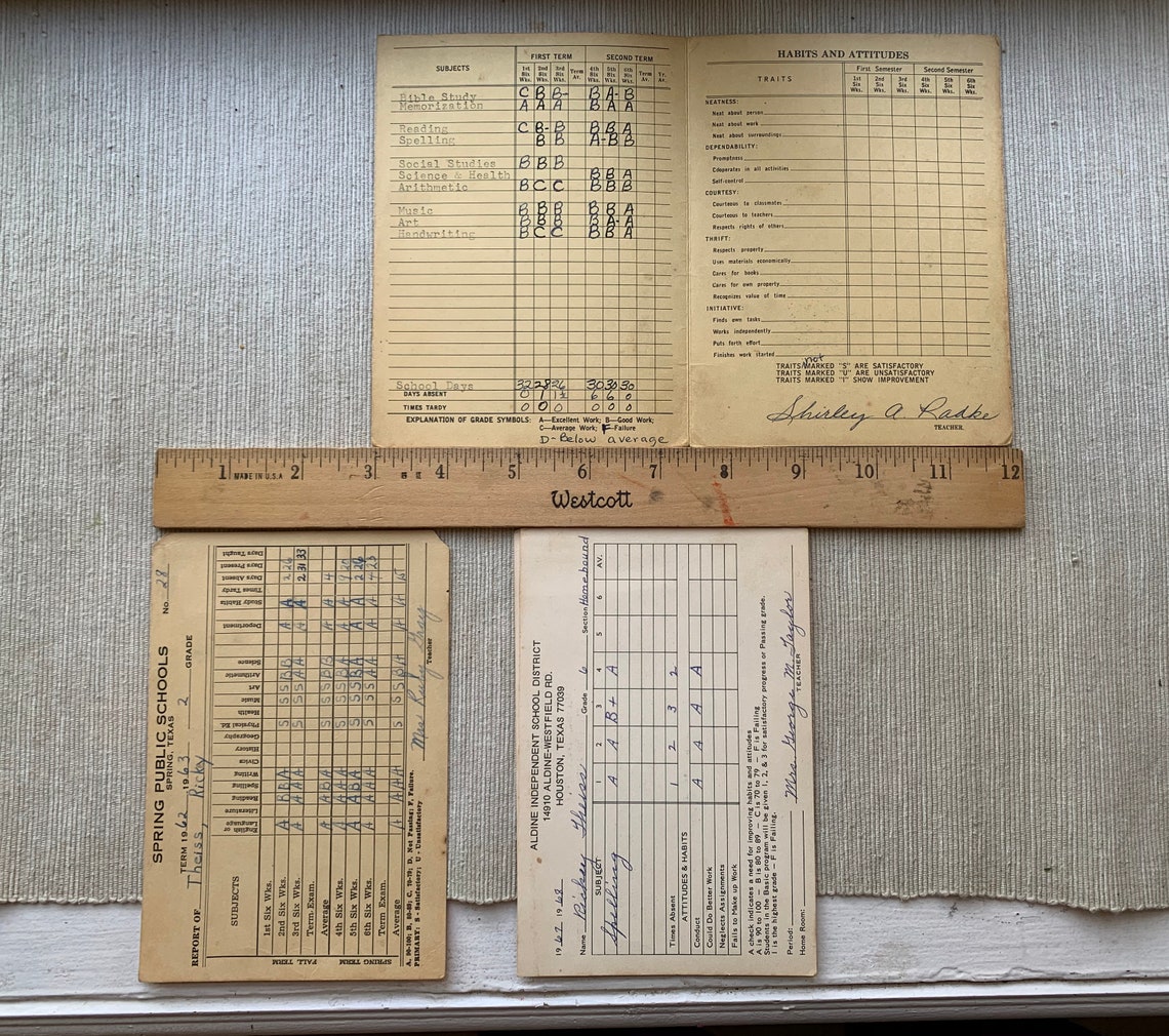 Texas Vintage Report Card and Student Information Cards Paper Emphemera ...