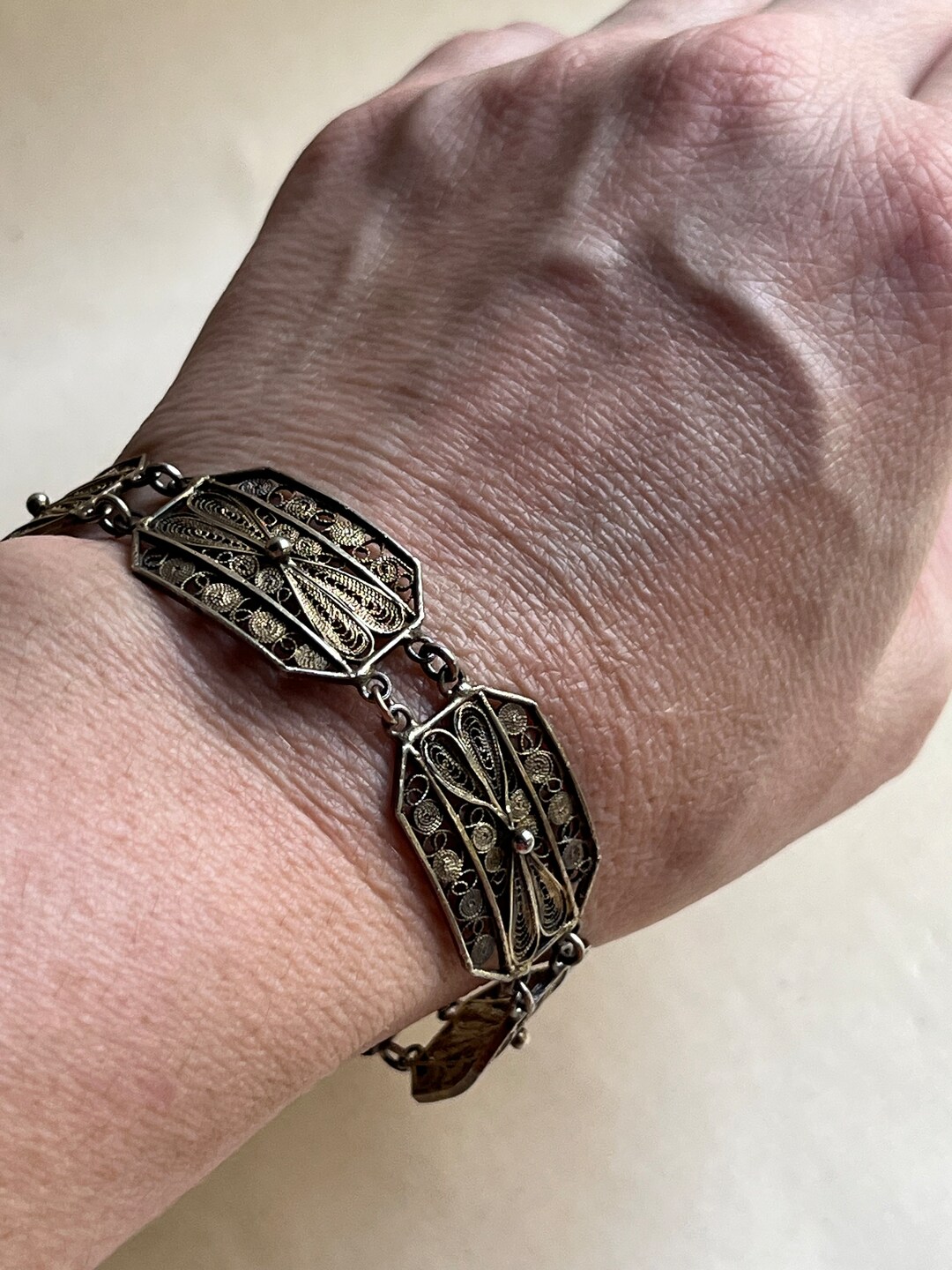 Antique 800 Silver Filagree Bracelet, Art Deco Filigree Jewelry - Etsy