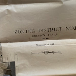 City of Houston Zoning District Map Circa 1947 Vintage Texas Industrial ...