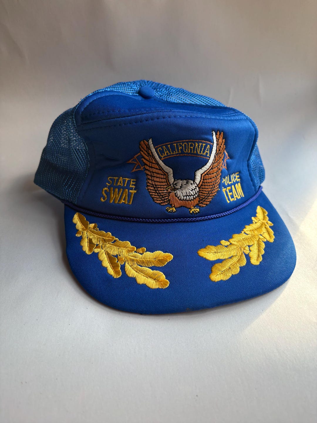Vintage Califorina State Police Team Blue Mesh Cap Snapback Trucker Hat ...