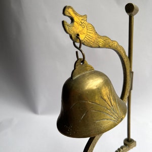 Vintage Brass Chinese Dragon Dinner Bell With Hammer Mallet, Small Gong ...