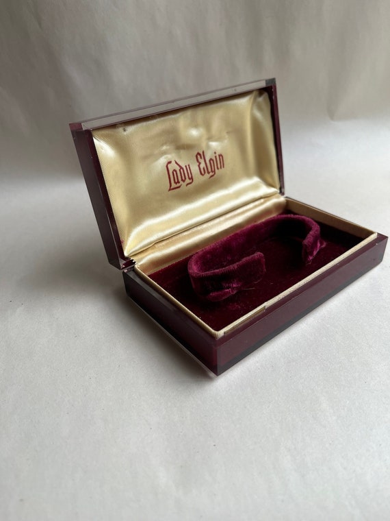 Vintage Lady Elgin Burgundy Lucite Watch Case, Jewelr… - Gem