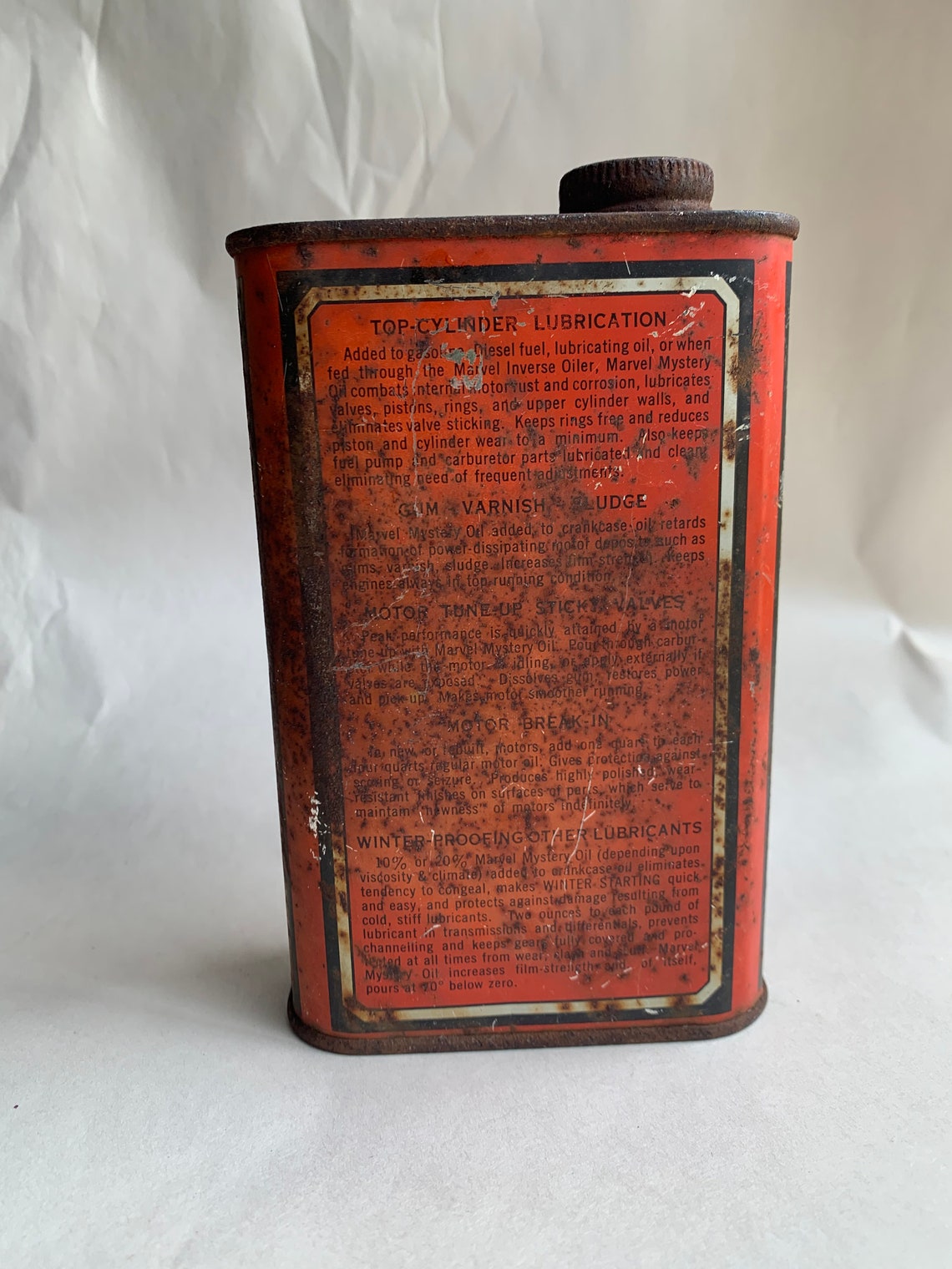 Vintage Marvel Mystery Oil Can One Pint Reinforced Lubricant New York ...