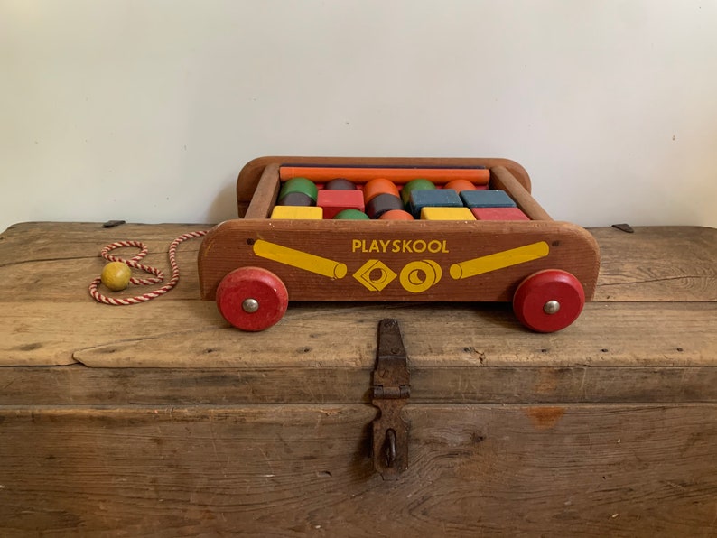 Vintage Playskool Toy Wagon Pull Cart Learning Tool Shapes and | Etsy