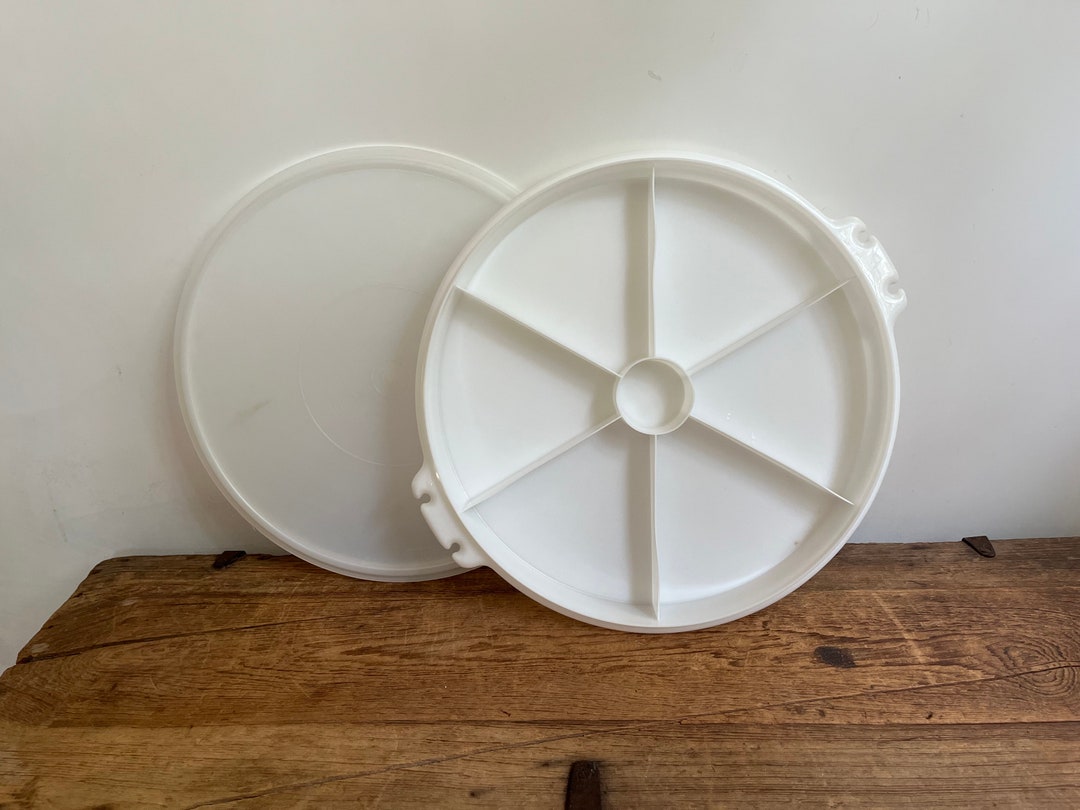 Vintage 60s Tupperware White Sectioned Vegetable Tray 405 With Clear ...