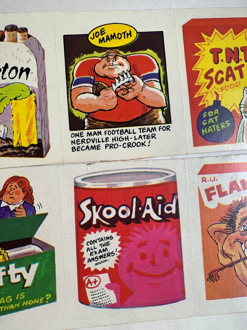 Vintage KRAZY Stickers Parody Cards Terrorton Joe Mamoth TNT - Etsy