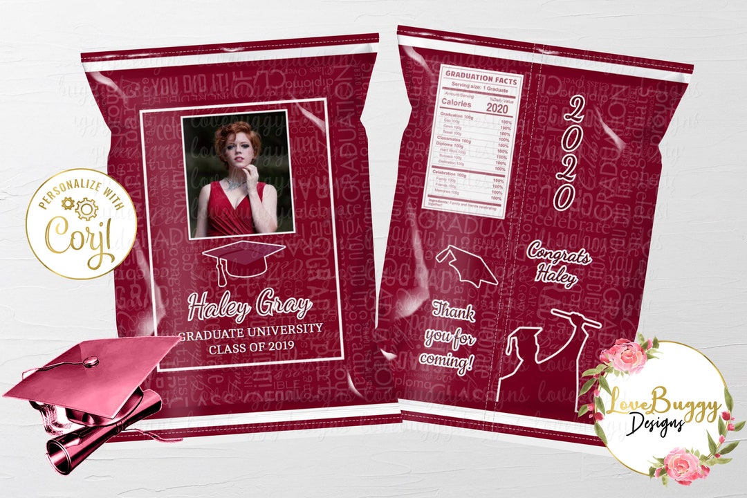 Graduation Chip Bag, Grad Favor Bag, Graduation Favor Template ...