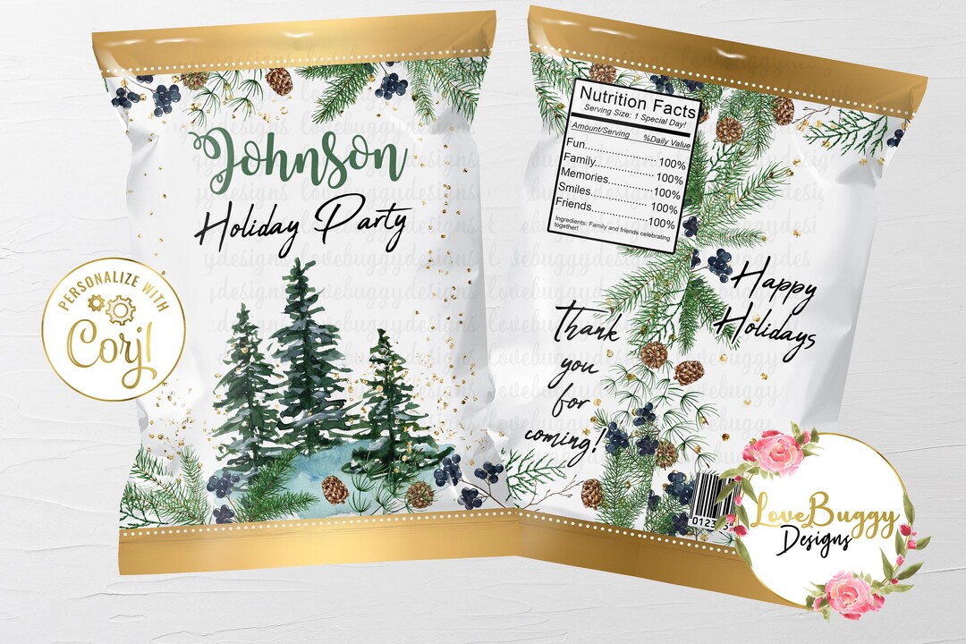 Holiday Chip Bag, Christmas Chip Bag, Winter Chip Bag Style 1 Instant ...