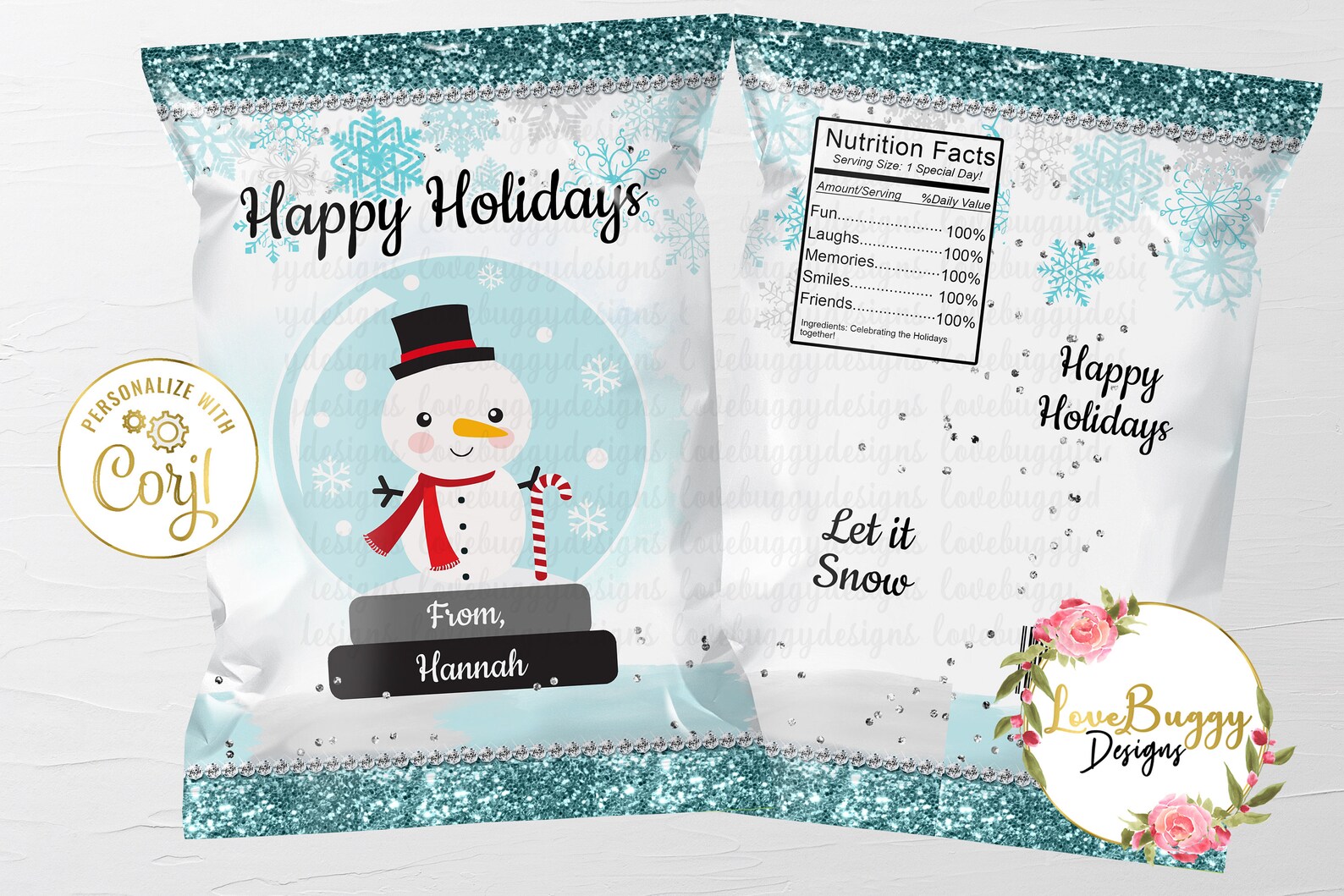 Snowman Christmas Chip Bag Happy Holidays Favor Bag Style 6 - Etsy