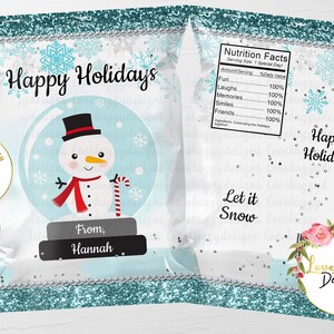 Snowman Christmas Chip Bag, Happy Holidays Favor Bag, Style 6 Instant ...