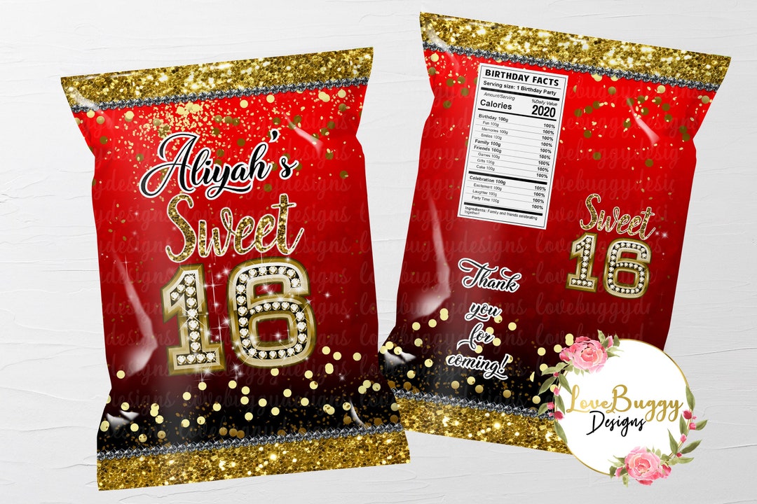 16th Birthday Chip Bag sweet 16 Chip Bag Age 16 Only You - Etsy
