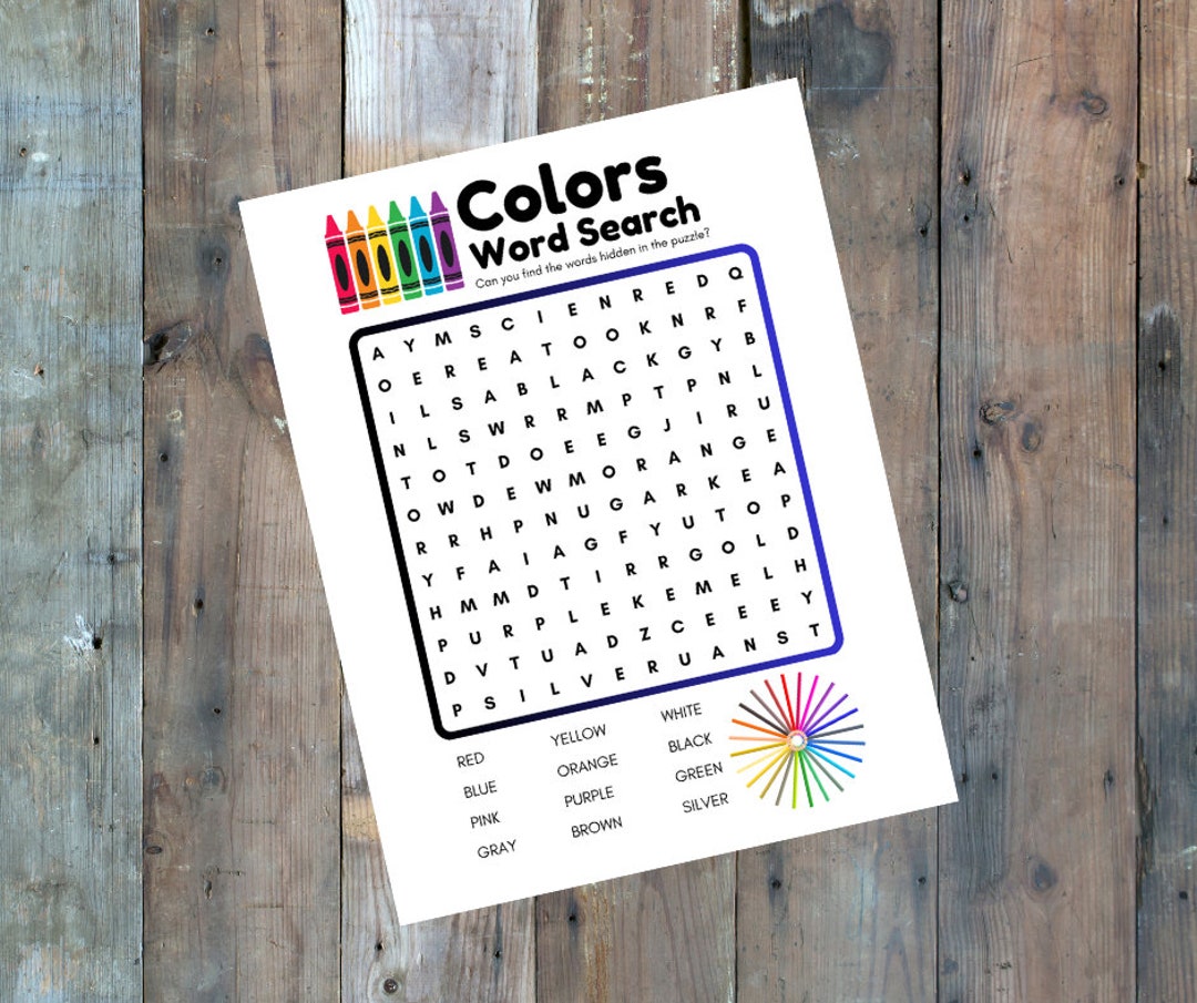 Printable Colors Word Search With Answer Key/word Search/instant ...