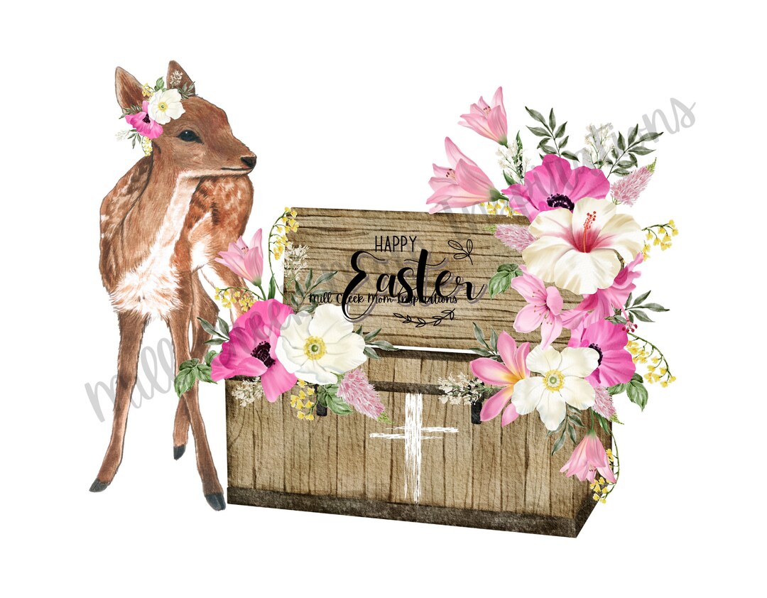 Happy Easter With Deer Printable/png/digital Art/instant Download ...