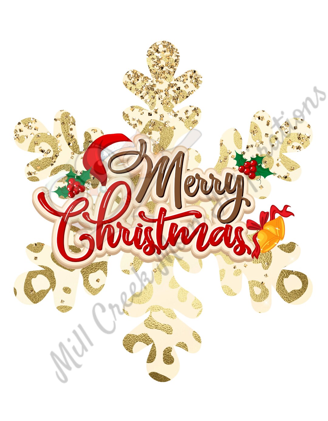 Merry Christmas Snowflake Printable/leopard Print/sublimation Design ...