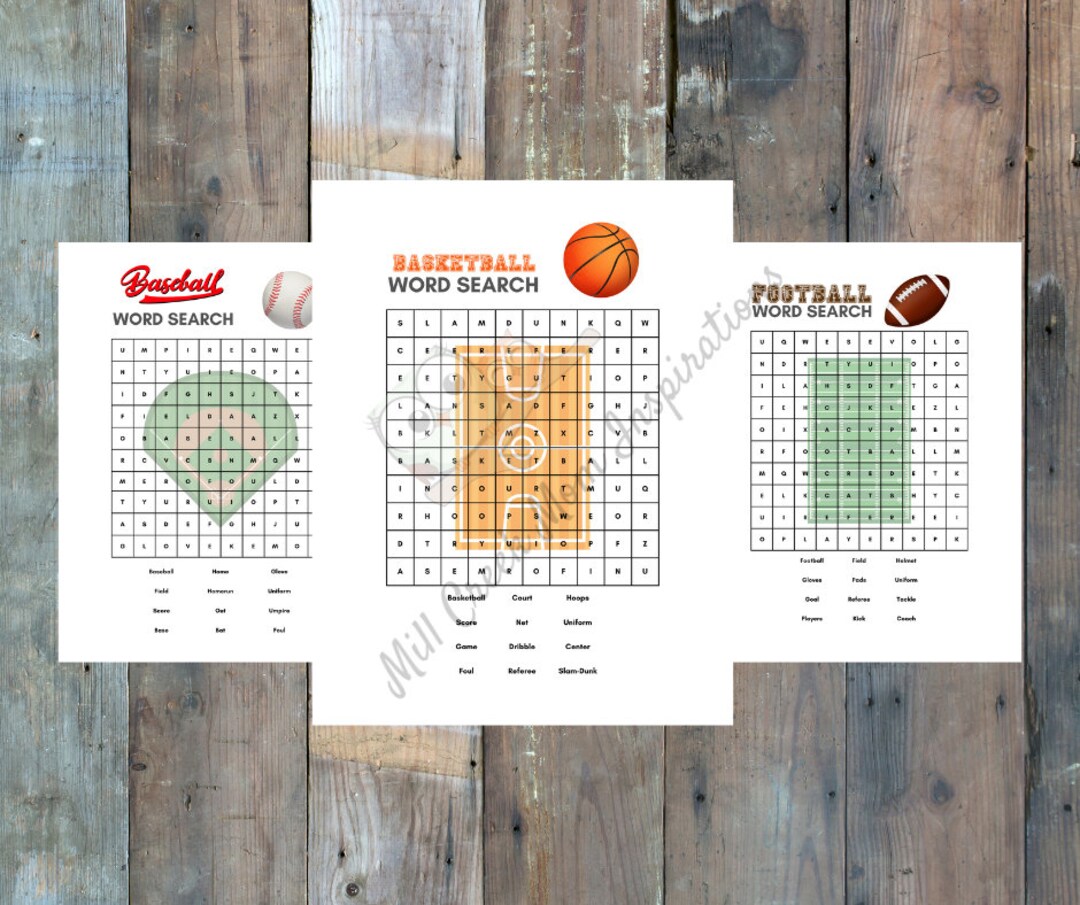 Sports Word Search Bundle for Kids With 3 Word Search Puzzles and ...