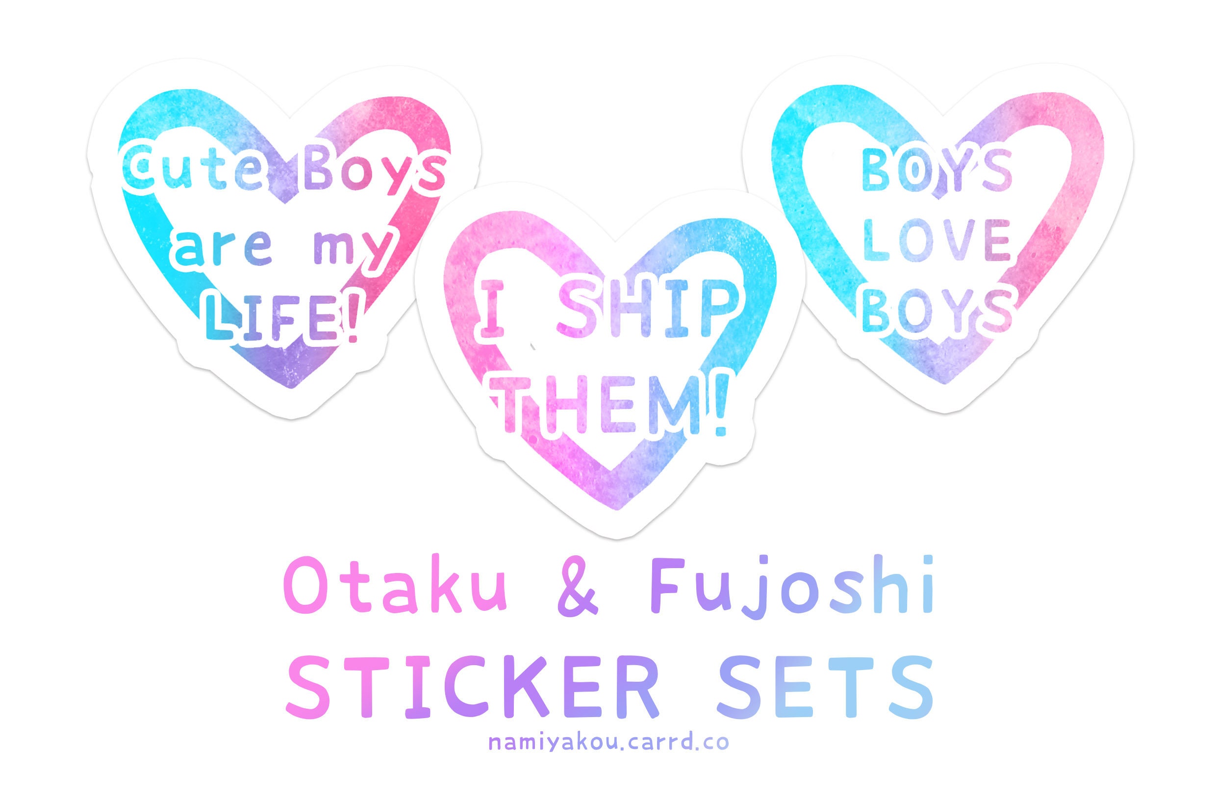 Otaku & Yaoi Fan STICKER SETS Holographic Fujoshi Stickers | Etsy