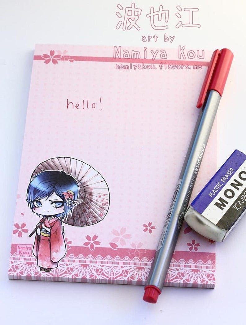 Pink Manga MEMO PAD Kawaii Chibi Notepad 4x6 A6 Cute Cherry | Etsy