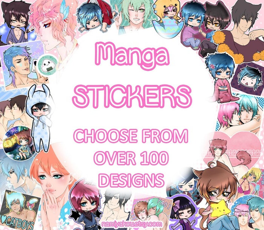 Manga STICKERS Original Cute Kawaii Chibi Sticker, Yaoi Anime Bishie ...