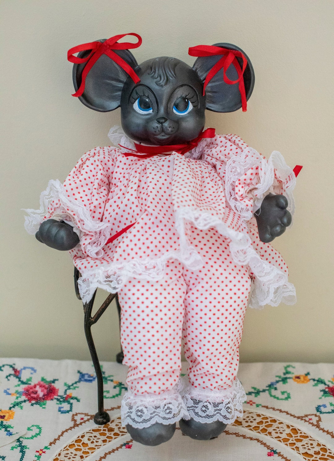 Vintage 1970's Little Miss Country Mouse - Hand Painted Ceramic Head ...