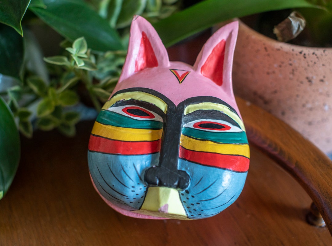 Vintage Laurel Burch Style Folk Art Cat Trinket Box - Etsy